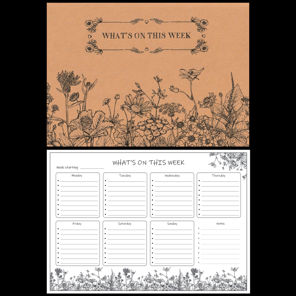Wildflower weekly planner, weekly planner desk pad | Intrinsic Designs