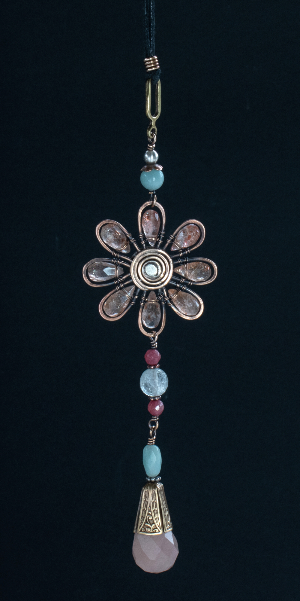 GEMSTONE FLOWER CAR REAR VIEW MIRROR DANGLES | Intrinsic Designs