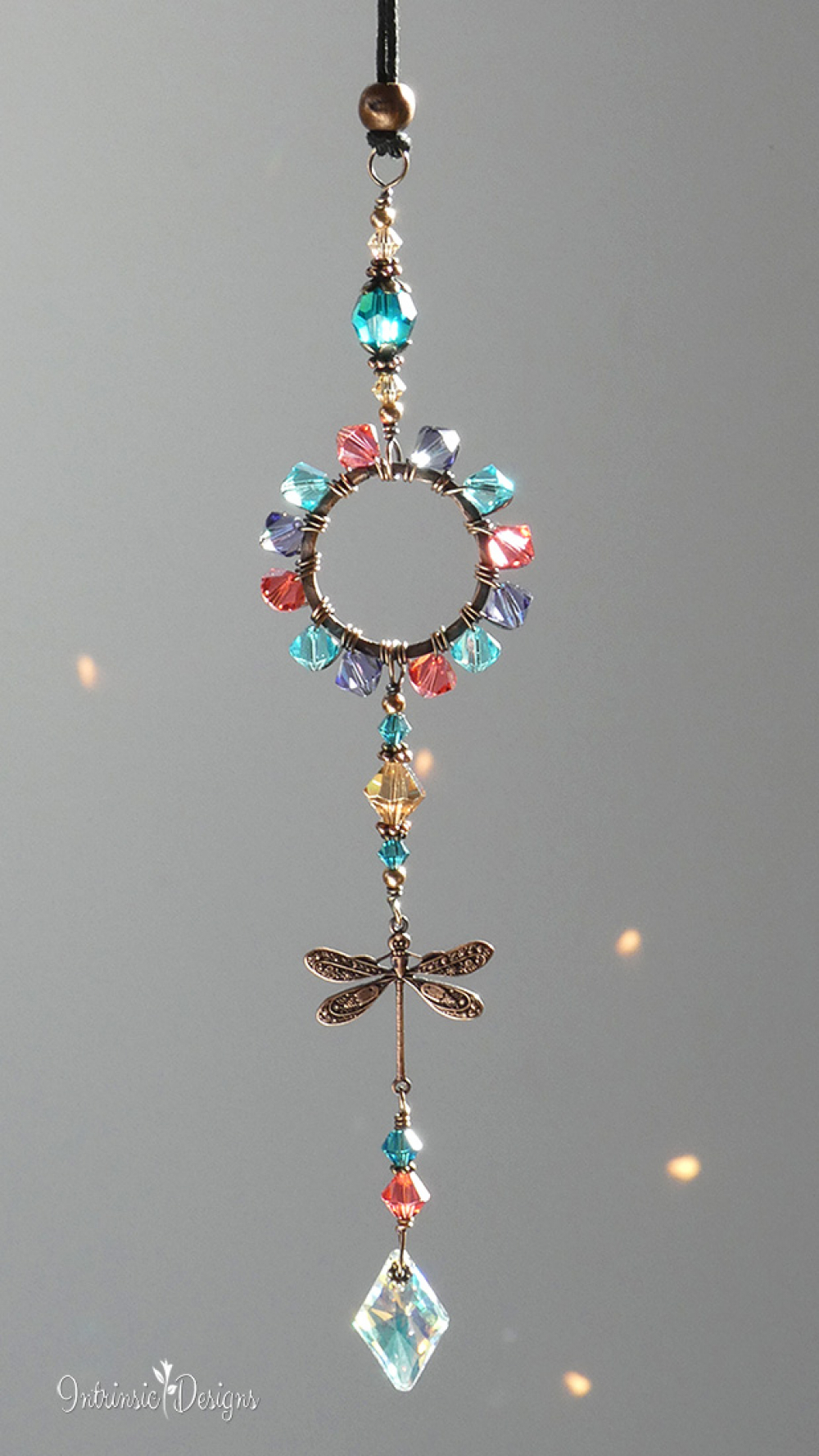 DRAGONFLY SWAROVSKI CRYSTAL CAR REARVIEW MIRROR DANGLE .... ADJUSTABLE ...