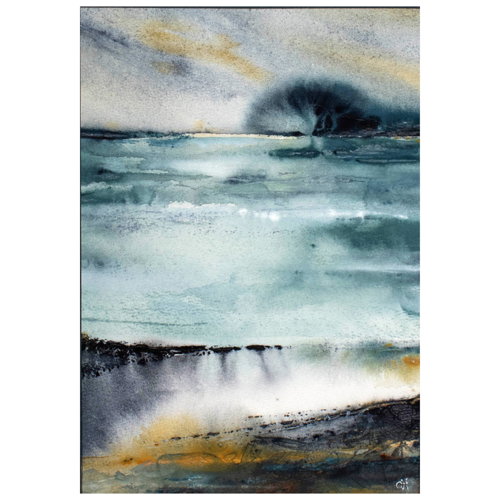 "SEAFOAM BLOOM" ORIGINAL ABSTRACT SEASCAPE PAINTING IN WATERCOLOUR ...