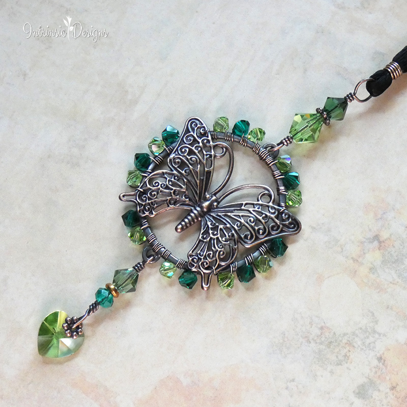 BUTTERFLY SWAROVSKI CRYSTAL CAR REARVIEW MIRROR DANGLE .... ADJUSTABLE ...